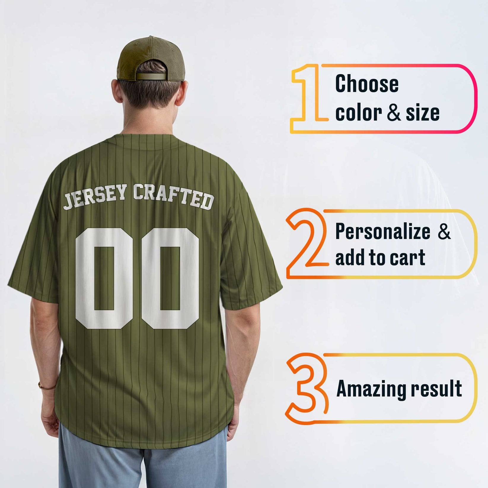 Custom Pinstripe Baseball Jersey Army Green and White - Design Your Ow ...
