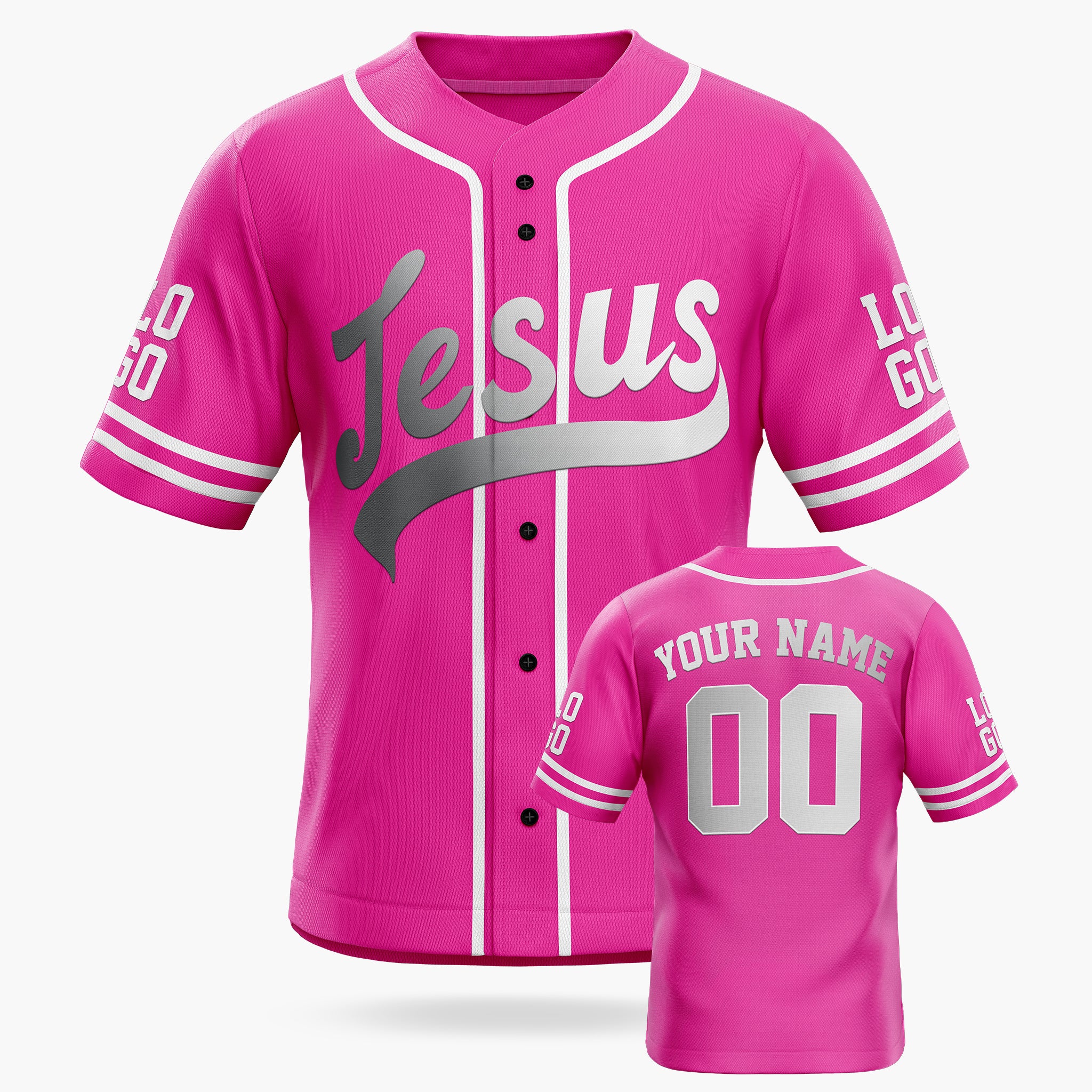 Custom Religious Baseball Jersey – Pink Christian Jesus Add Your Name ...