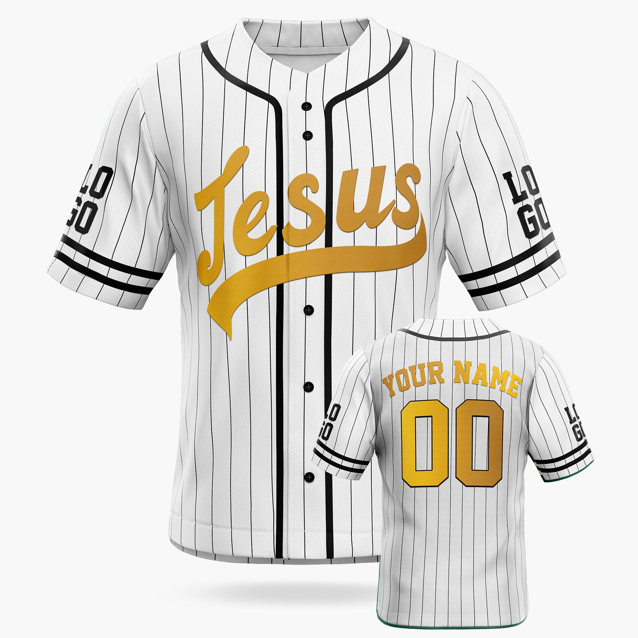 Custom Religious Baseball Jersey – White Christian Jesus Add Your Name ...